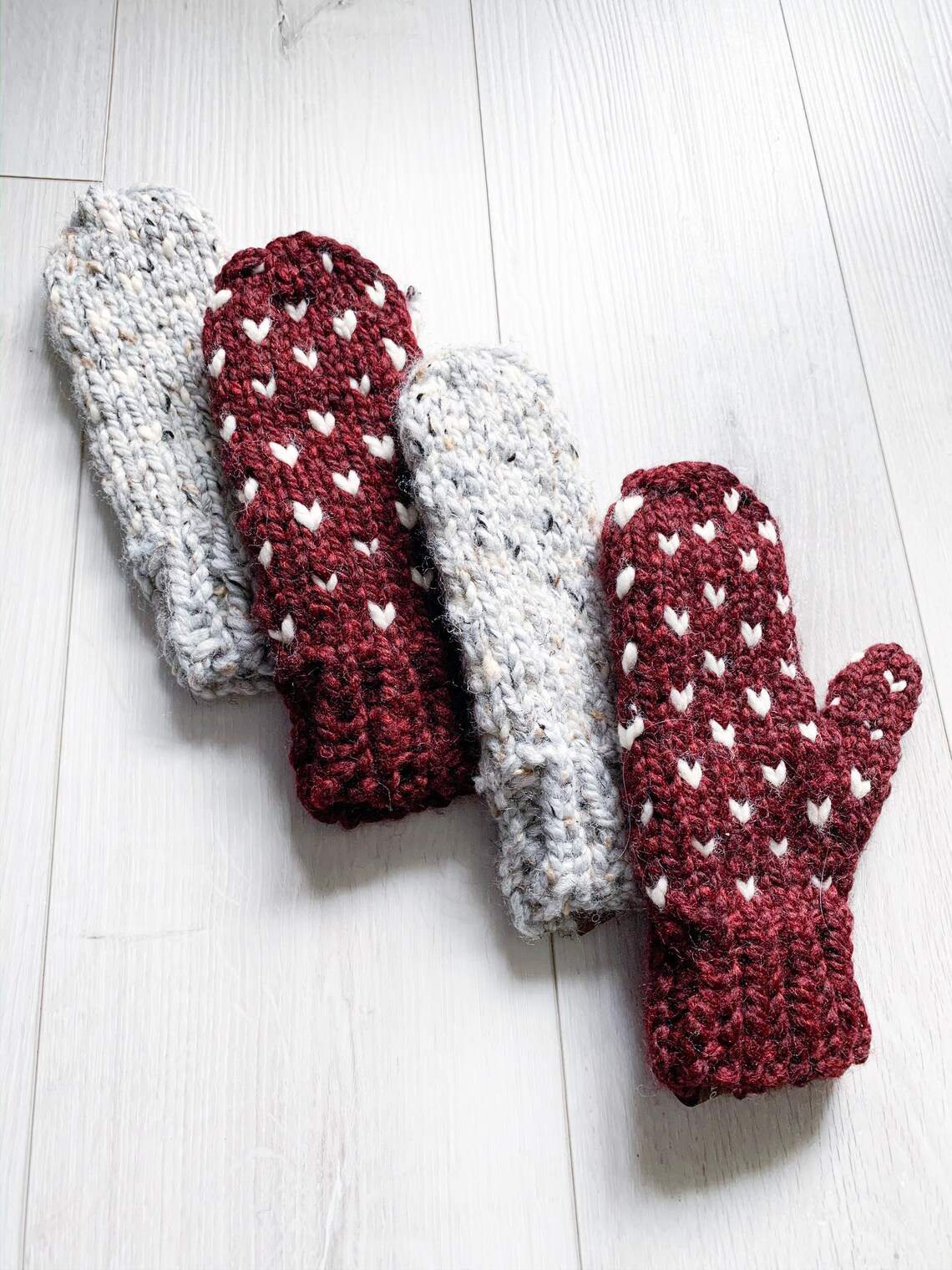 Heart Mittens Knit Mittens for Women Wool Mittens Winter - Etsy