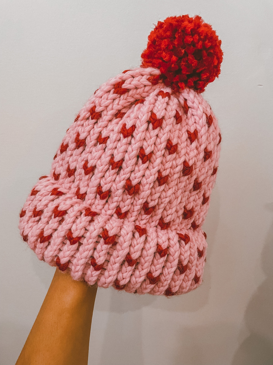 Knit Winter Hat, Heart Beanie Hat, Gift for Her, Christmas Gift, Knit ...
