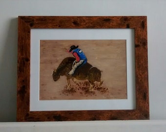 Bull Riding Painting - Etsy