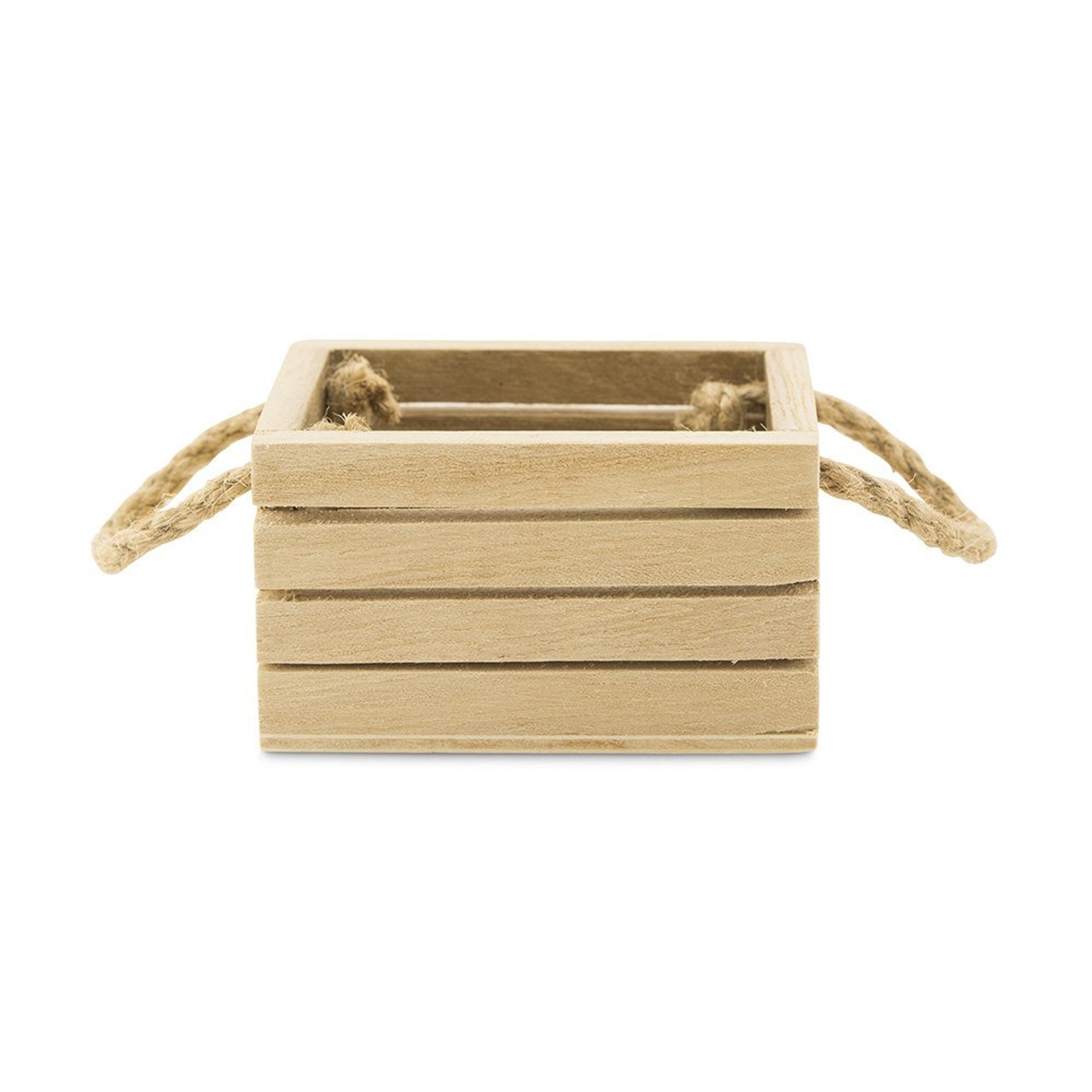 Mini Favor Box Natural Wood With Jute String Handles - Etsy