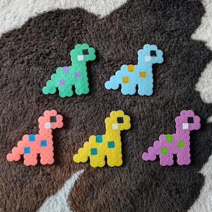 Dino Magnet Set- 5pc Perler Hama Fuse Bead Magnets, Colorful Dinosaur ...