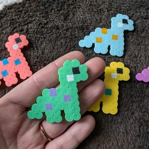 Dino Magnet Set- 5pc Perler Hama Fuse Bead Magnets, Colorful Dinosaur ...
