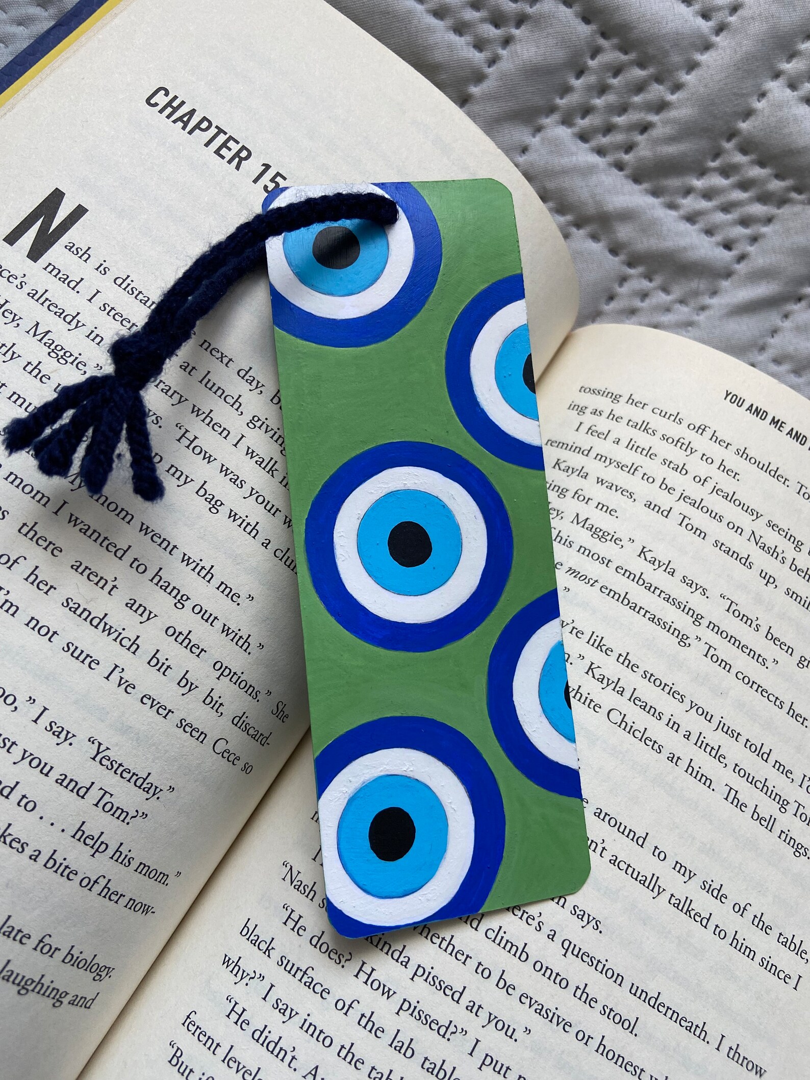 Evil Eye Bookmark- Hand Painted Front and Back With Yarn Tassel - Etsy