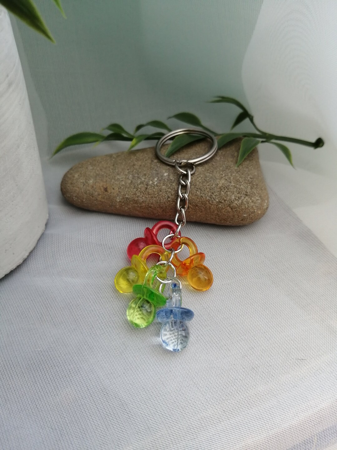 Rainbow Pacifier Keychain 90's Vibe Colorful Transparent Pacifiers on ...