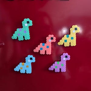Dino Magnet Set- 5pc Perler Hama Fuse Bead Magnets, Colorful Dinosaur ...