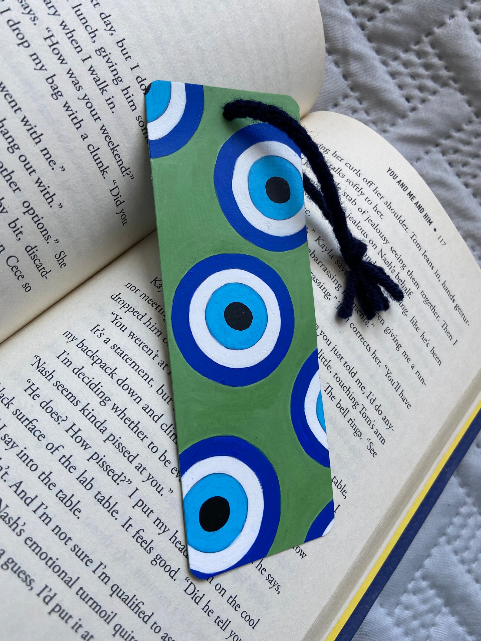 Evil Eye Bookmark- Hand Painted Front and Back With Yarn Tassel - Etsy