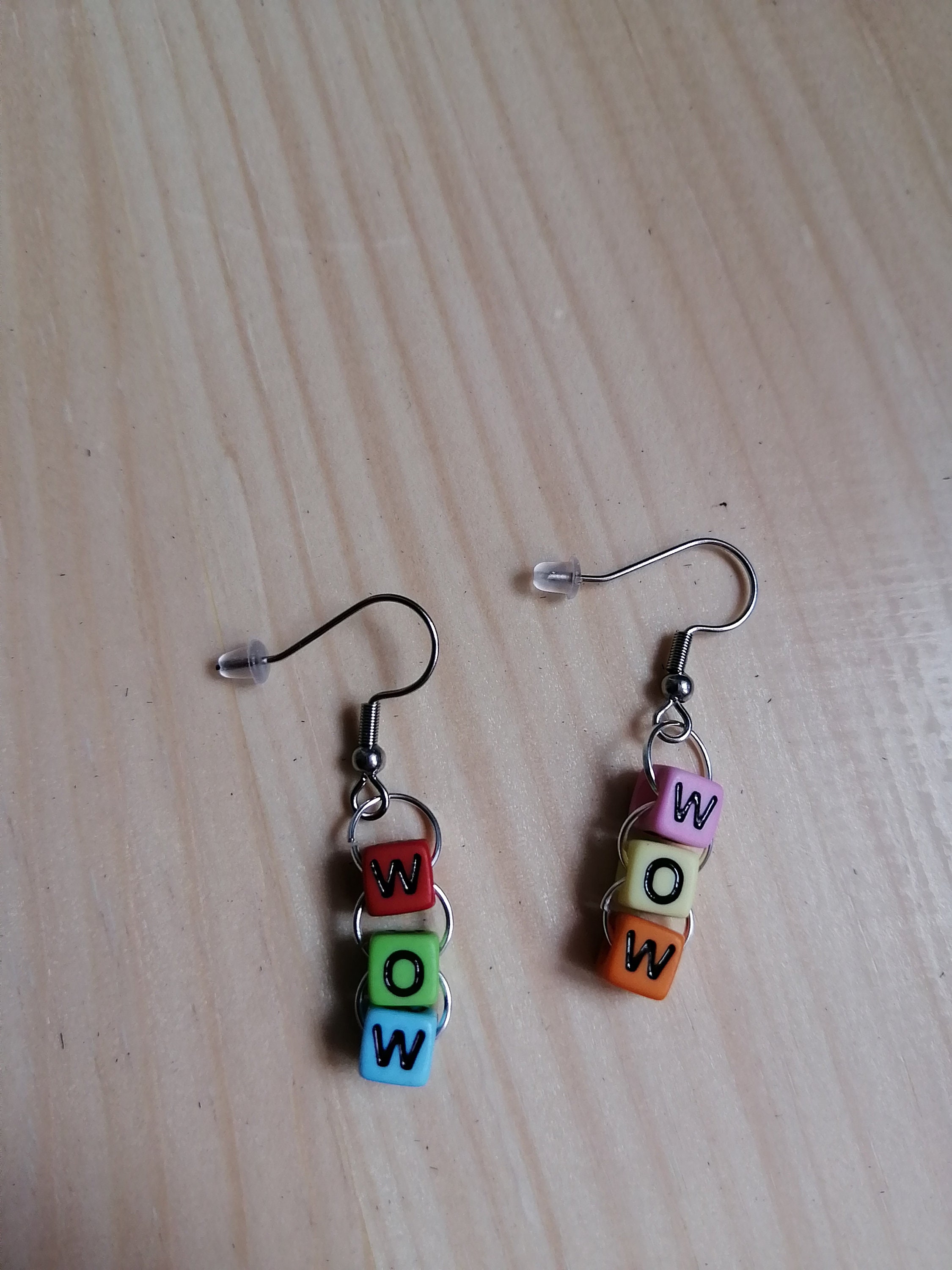 Wow Earrings Beaded Word Earrings text earrings quirky | Etsy