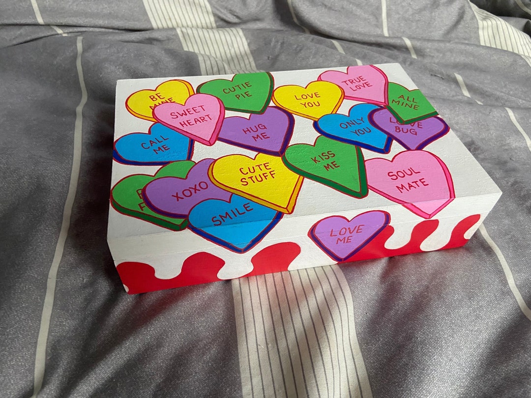 Love Heart Keepsake/trinket Box Hand Painted Valentine Themed ...