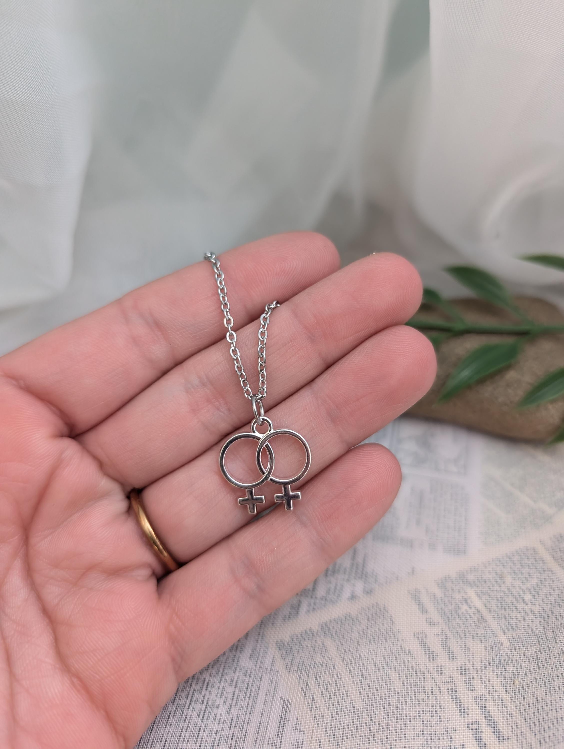 Double Venus Gender Symbol Necklace- Hypoallergenic Stainless Steel ...