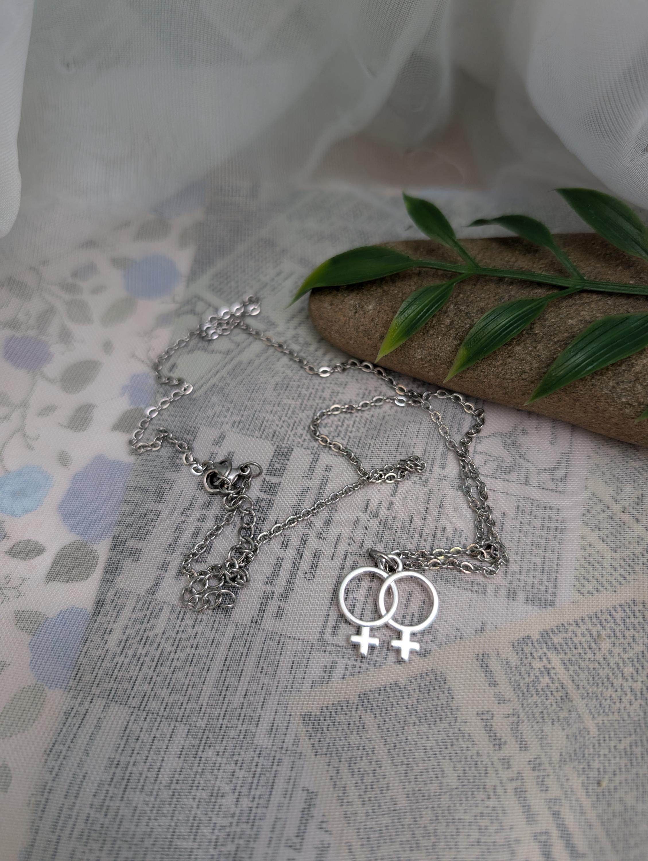 Double Venus Gender Symbol Necklace- Hypoallergenic Stainless Steel ...