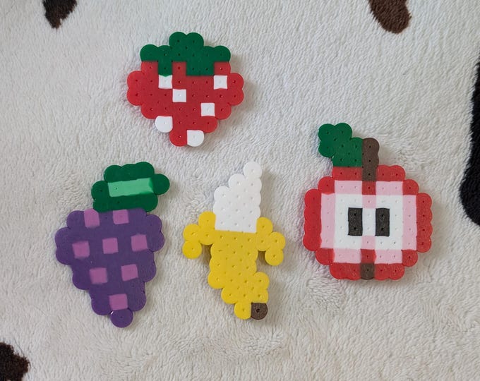 Fruit Magnet Set- 4pc Perler Hama Fuse Bead Magnets, Banana Strawberry ...