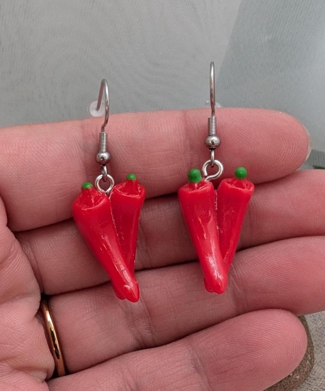 Chili Pepper Earrings- Plastic Charms Hypoallergenic Stainless Steel ...