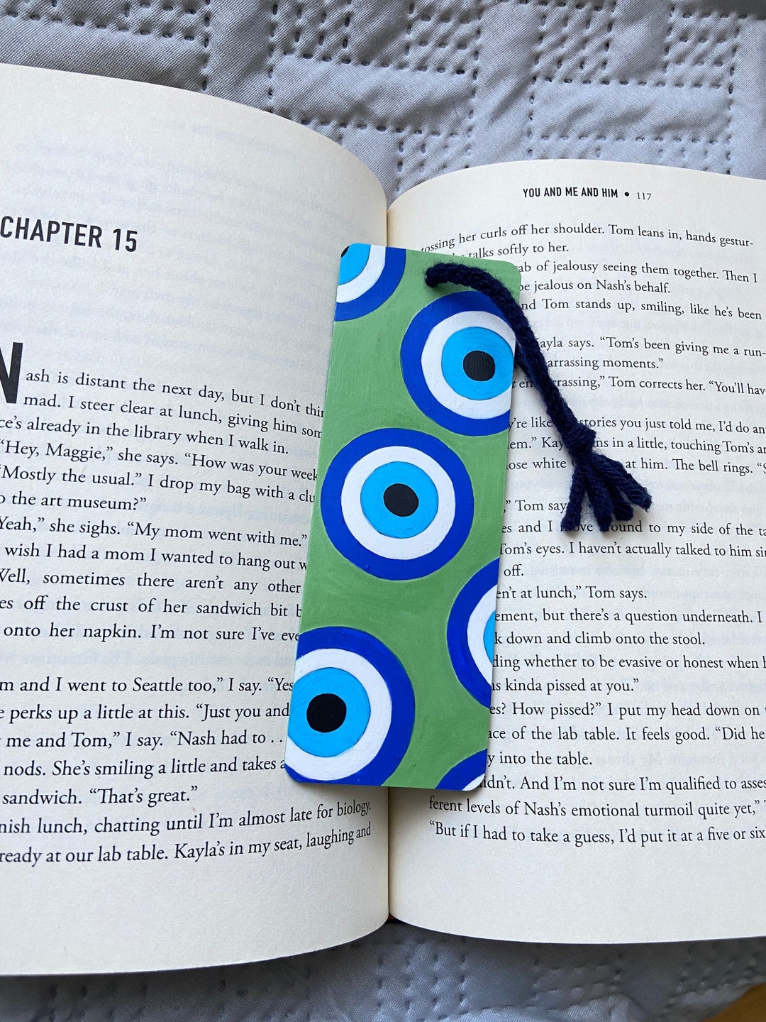 Evil Eye Bookmark- Hand Painted Front and Back With Yarn Tassel - Etsy