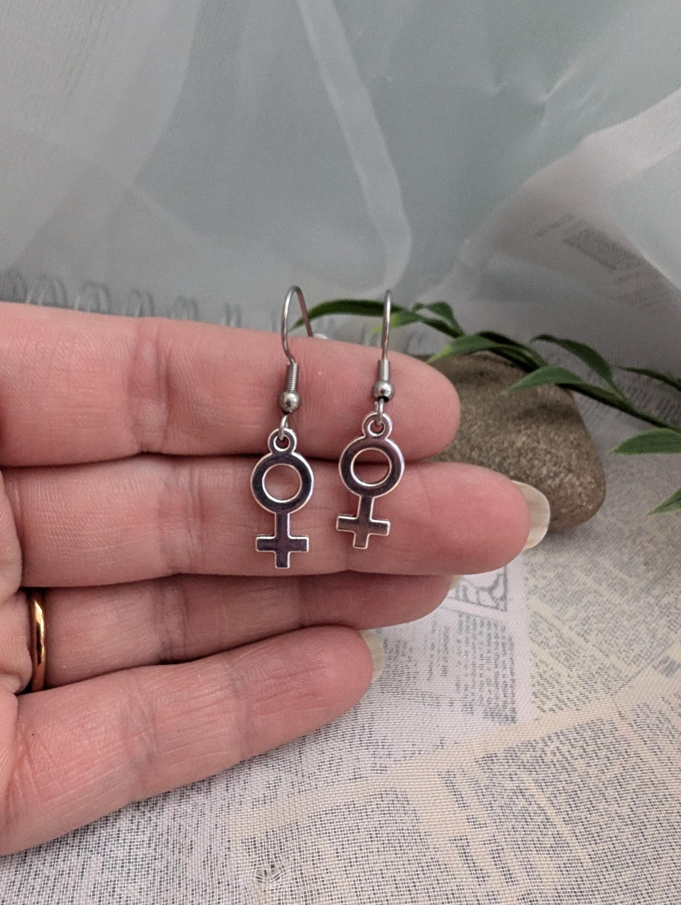 Venus Gender Symbol Earrings- Hypoallergenic Stainless Steel Hooks ...