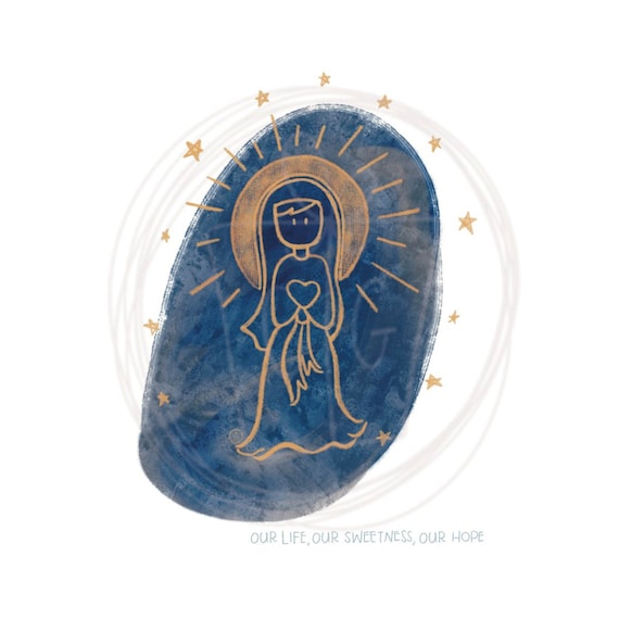 Hail Holy Queen Mary Art / Marian Art - Etsy