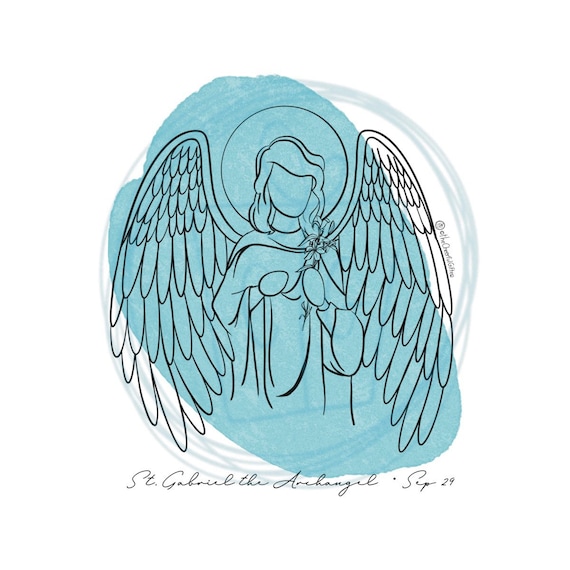 St Gabriel Art Print / Saint Art - Etsy