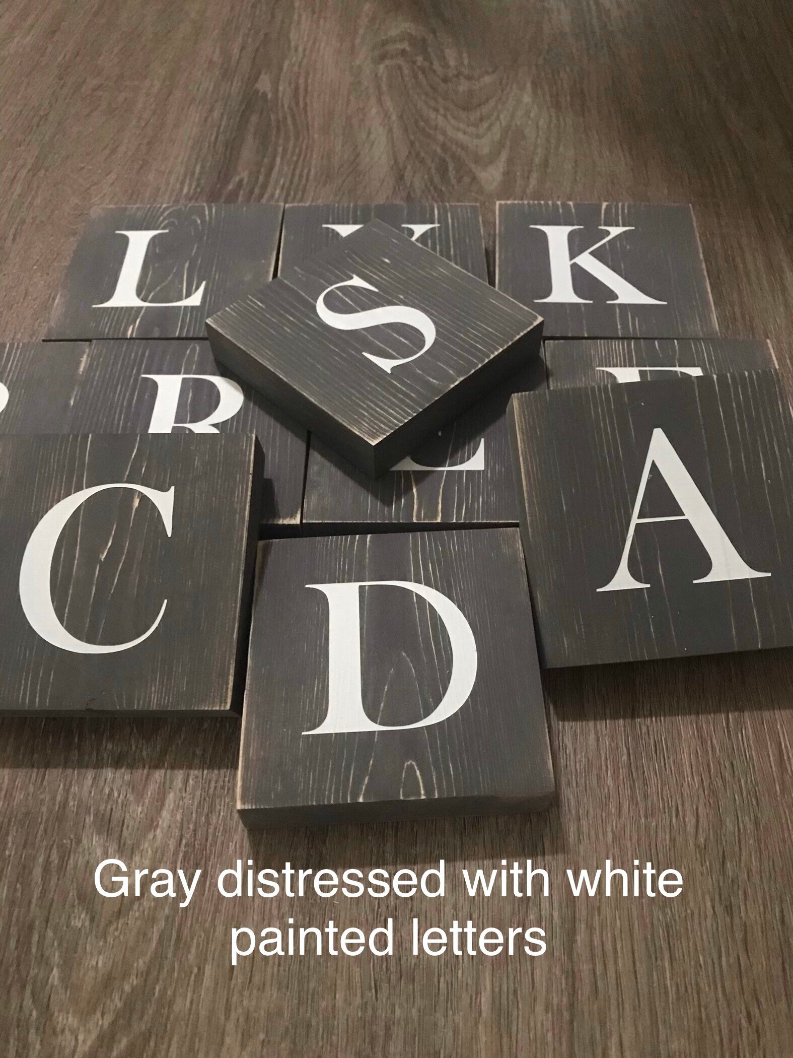 Navy Blue Distressed Scrabble Tiles, Painted Letters, Scrabble Wall ...