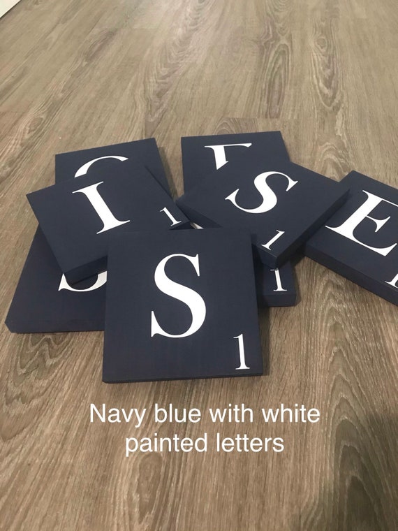Navy Blue Scrabble Letters Scrabble Wall Tiles Wall Art - Etsy