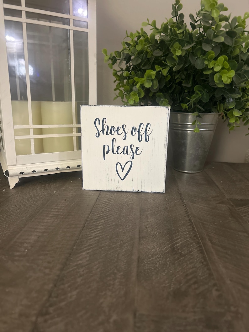 Shoes off Please Wood Sign, Entryway Wood Sign, Custom Colors, Shelf ...