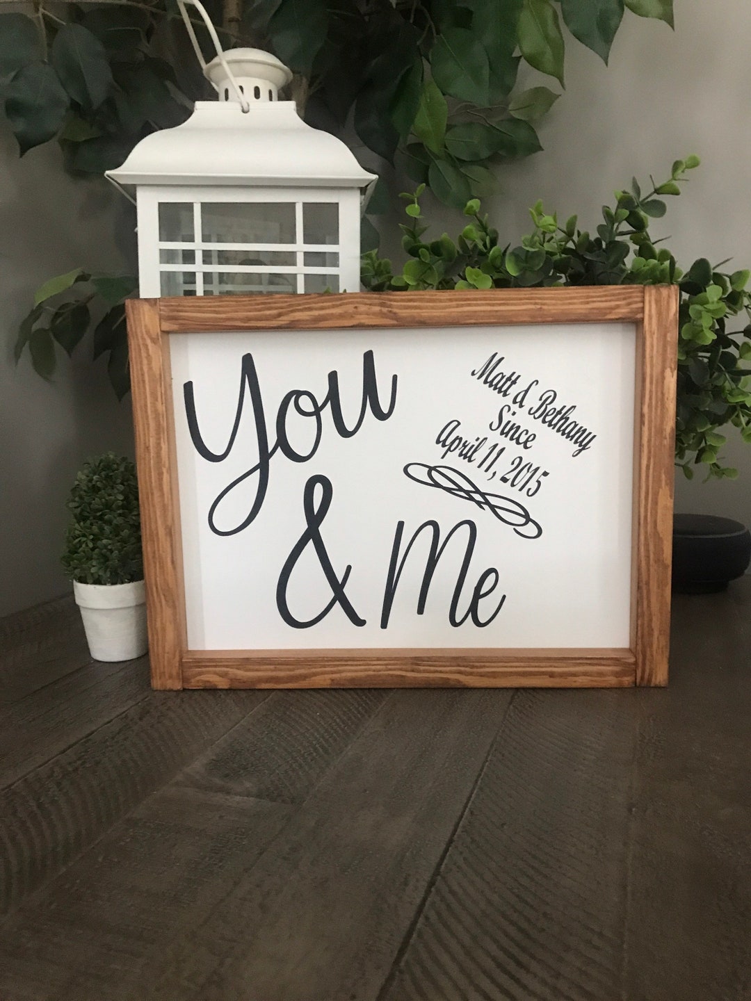 You and Me Sign, Name and Date,couple Sign, Personalized Couple Sign ...