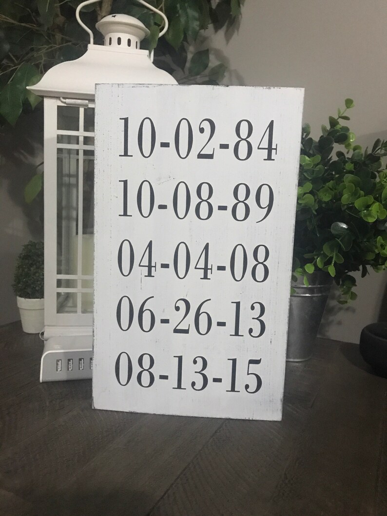 Birth Dates Sign, Birthday Sign, Anniversary Sign, Wood Sign ...