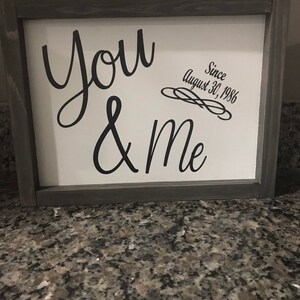 You and Me Sign, Wedding Date, Established, Wood Sign, Anniversary Sign ...