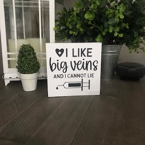 I Like Big Veins and Can Not Lie Sign, Phlebotomist Gift, Nurse Gift ...