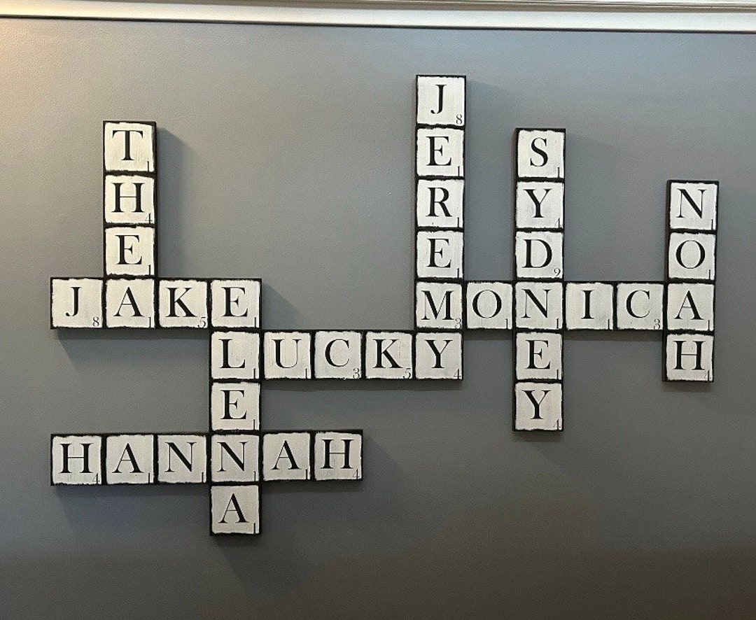 Scrabble Family Wall , 5.5" and 3.5” Wood Tiles Blocks, Crossword ...