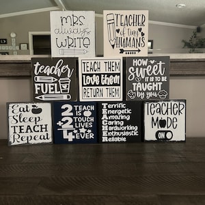 Teacher Sign, Wood Block Teacher, Desk Sign, Desk Plaque, Teacher Decor ...