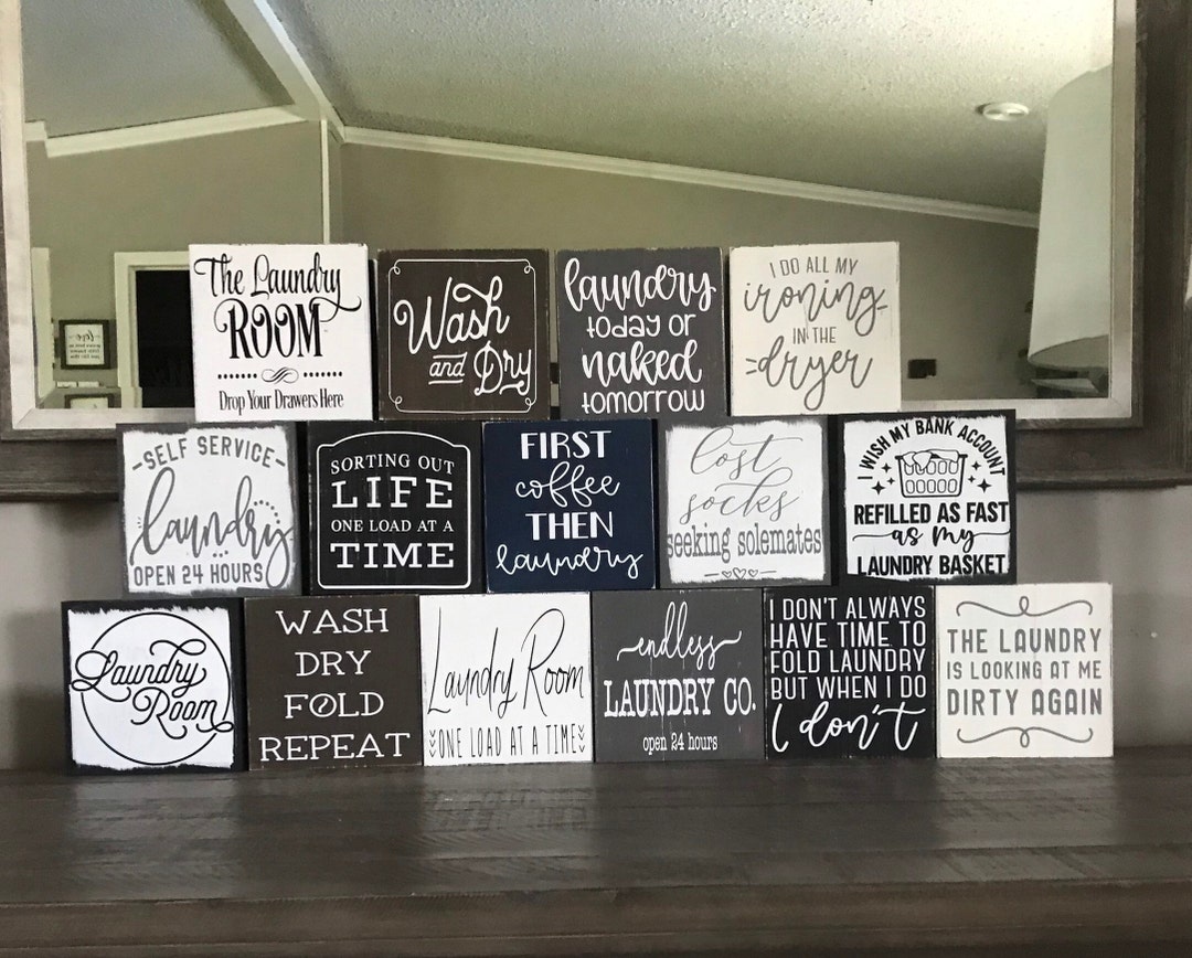 Small Laundry Signs, Laundry Shelf Decor, Mini Signs, Washer and Dryer ...