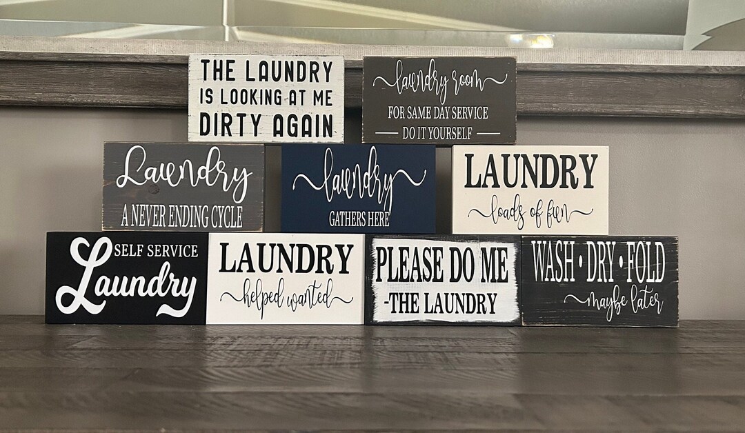 Laundry Shelf Signs, Laundry Shelf Decor, Mini Signs, Washer Dryer ...