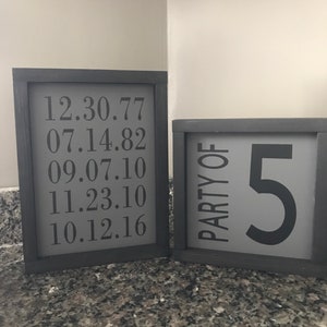Set of 2 Personalized Date Sign and Party of Sign, Birthday Sign, Last ...