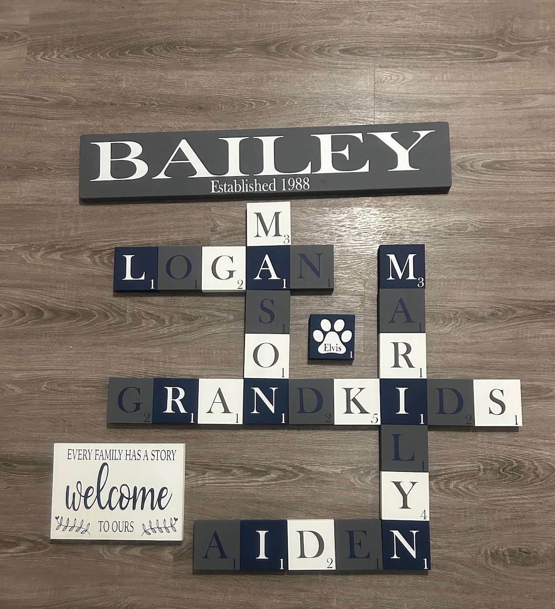 Different Color Scrabble Wall Letter Tiles, White, Cream, Gray, Navy ...