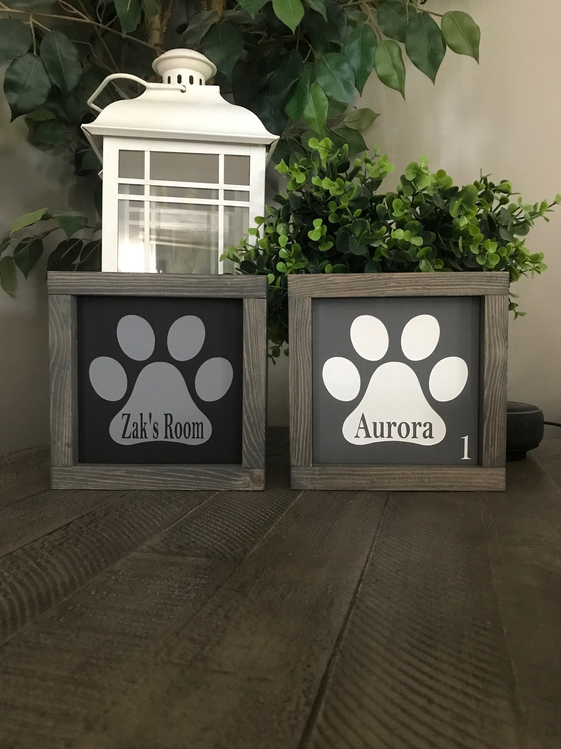 Personalized Paw Print Sign, Custom Pet Name, Framed Wood Decor - Etsy