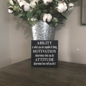Ability Motivation Attitude, Inspirational, Motivational Sign, Shelf ...