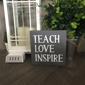 Teacher Sign Wood Block Teacher Desk Sign Desk Plaque | Etsy