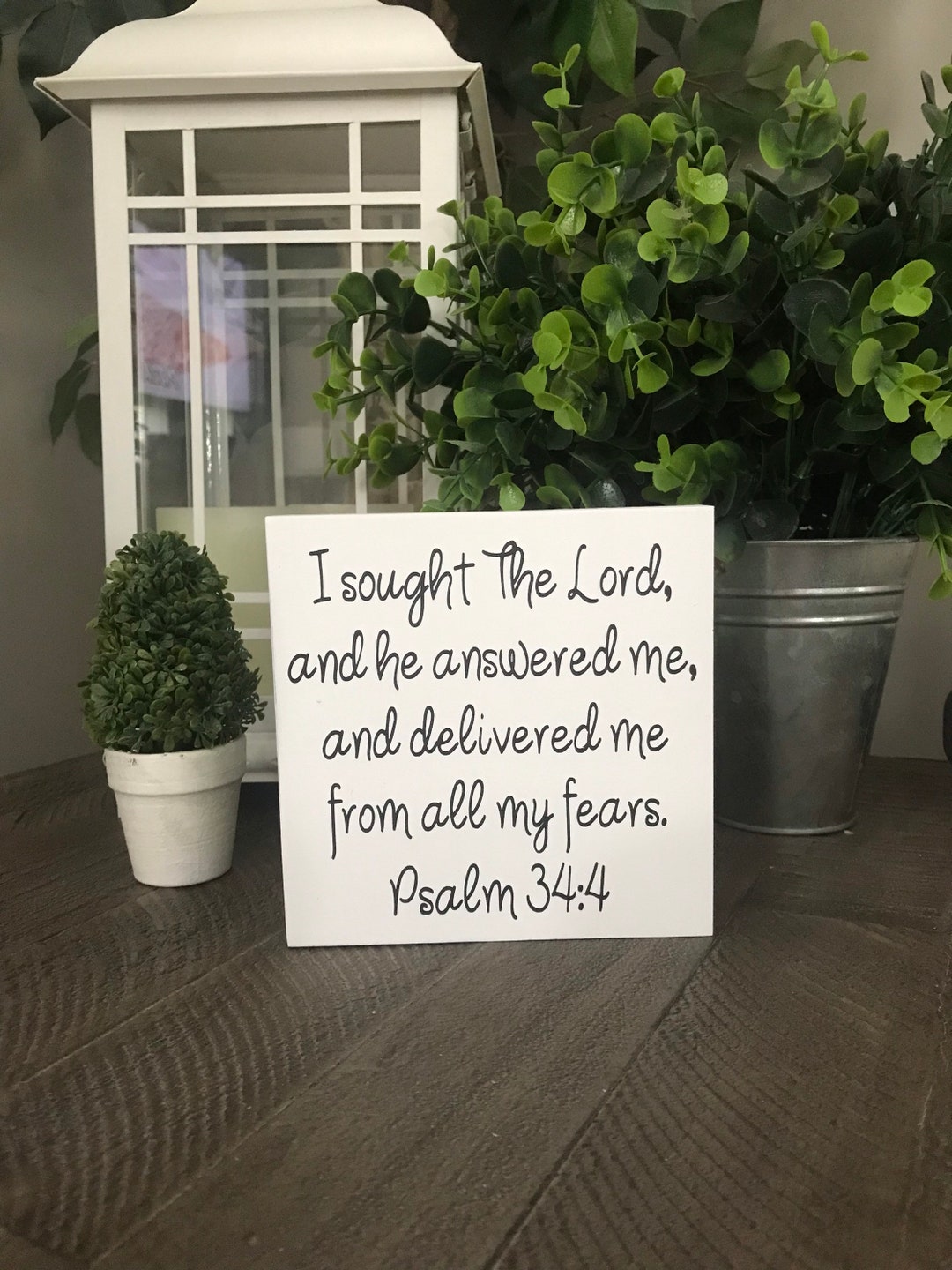 Psalm 34:4 Scripture Wood Sign, Bible Verse Inspiration, I Sought the ...