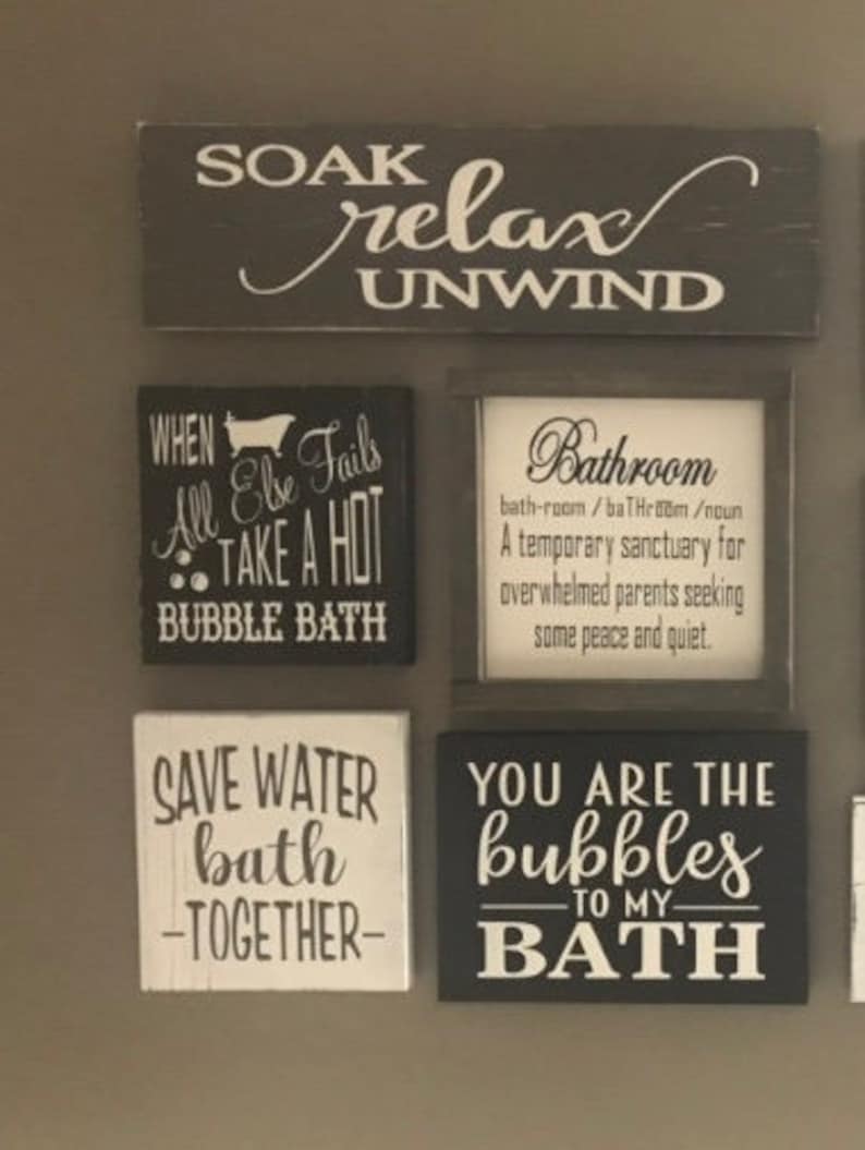 Bathroom Wood Signs Design Own Gallery Wall Bathroom Sign - Etsy