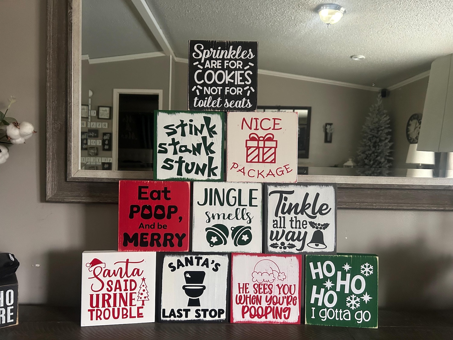 Funny Christmas Bathroom Wood Sign, Holiday Restroom Decor - Etsy