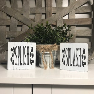 Splish Splash Sign, Set of 2, Bathroom Sign Set, Shelf Decor, Shelf ...