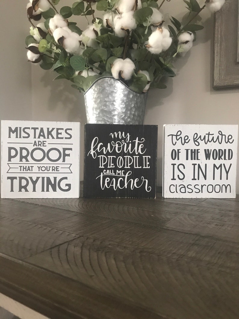 Teacher Sign Wood Block Teacher Desk Sign Desk Plaque | Etsy