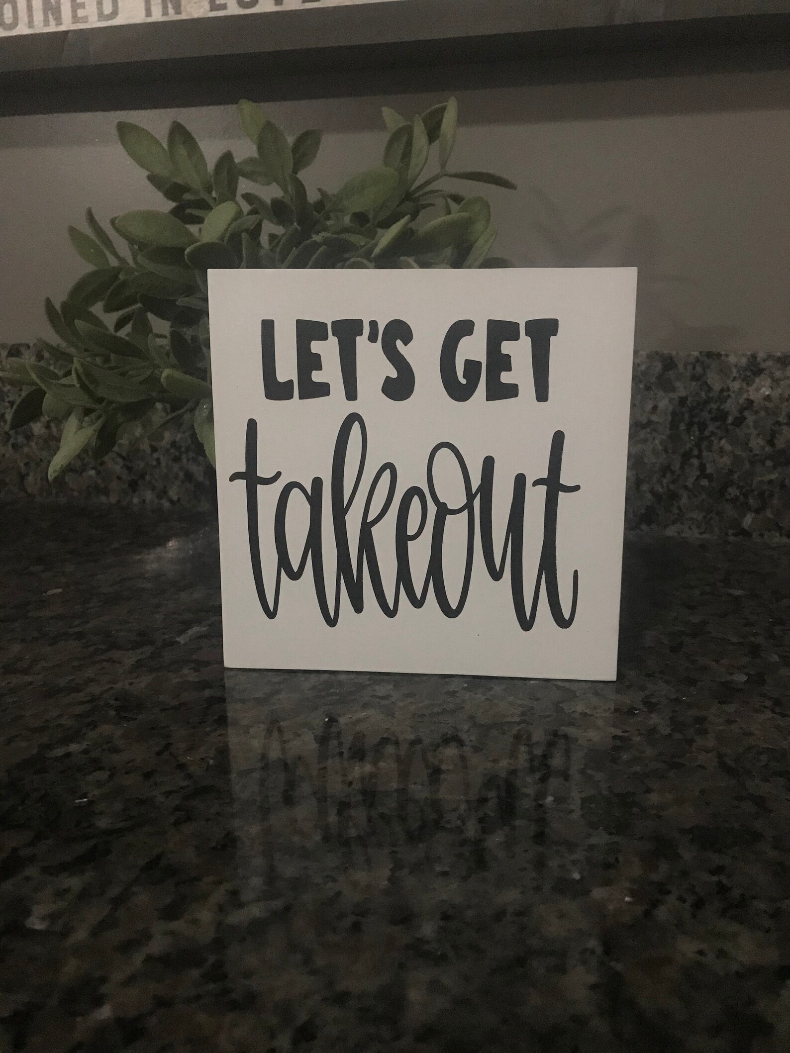Lets Get Takeout Sign Humor Kitchen Kitchen Funny Block | Etsy