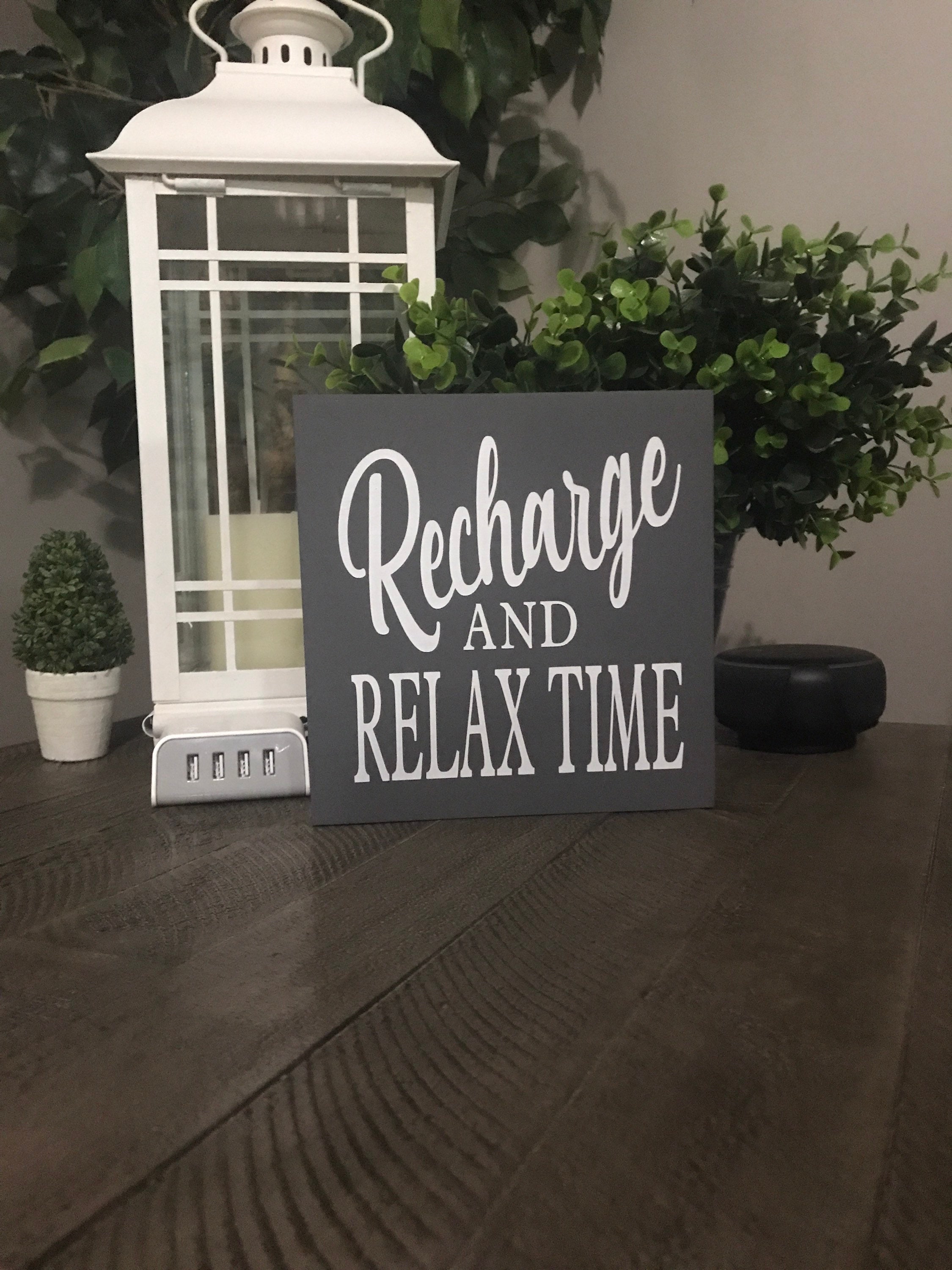 Relax Recharge Sign Charging Station Sign Rustic Farmhouse | Etsy