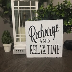 Relax Recharge Sign, Charging Station Sign, Rustic, Farmhouse, Wood ...