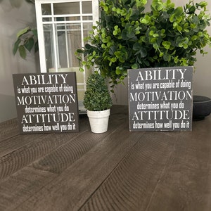Ability Motivation Attitude, Inspirational, Motivational Sign, Shelf ...