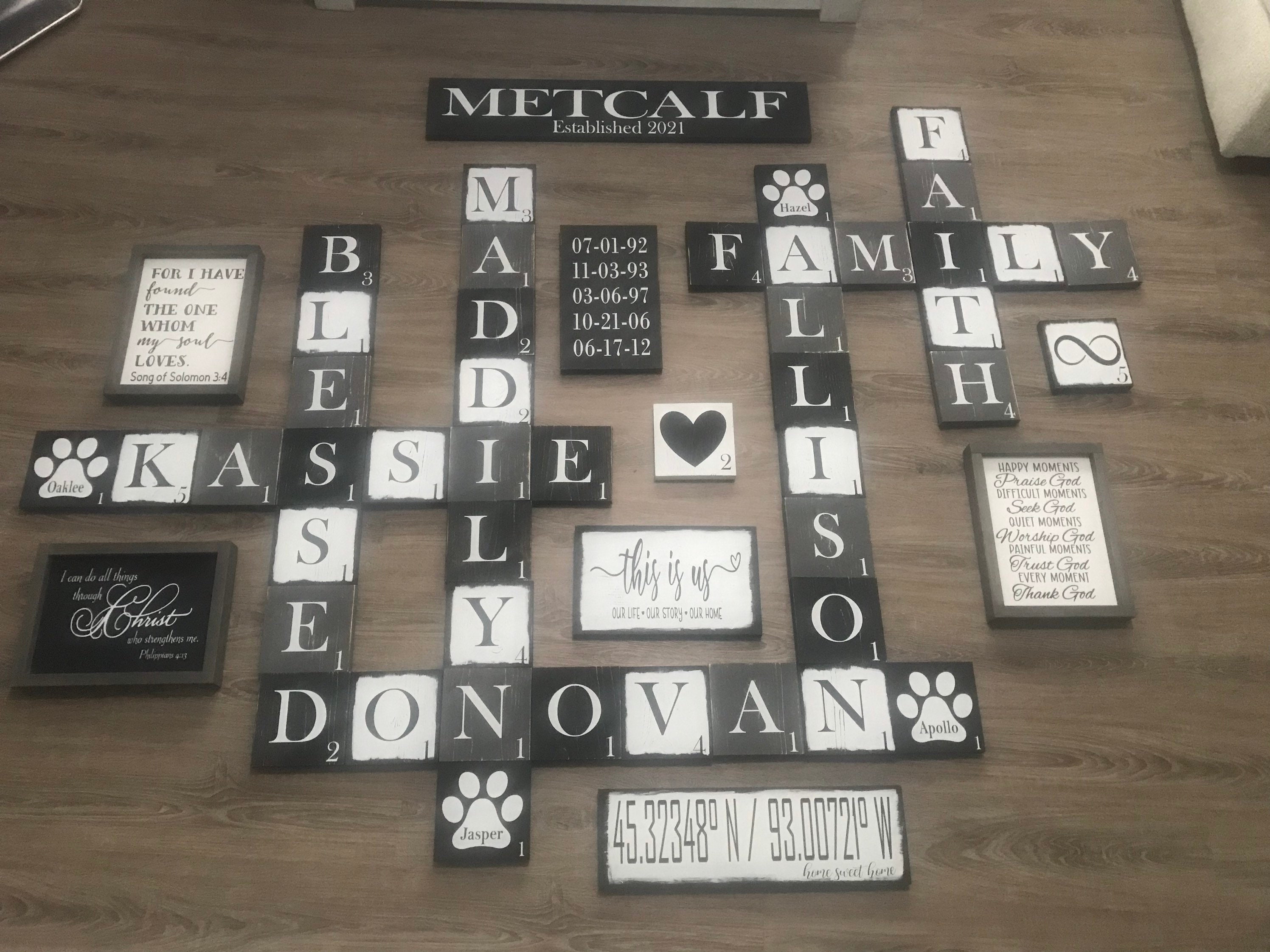 Distressed Black White Scrabble Scrabble Wall Tiles Wall - Etsy