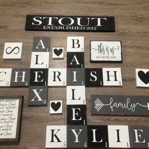 Different Color Scrabble Wall Letter Tiles, White, Cream, Gray, Navy ...