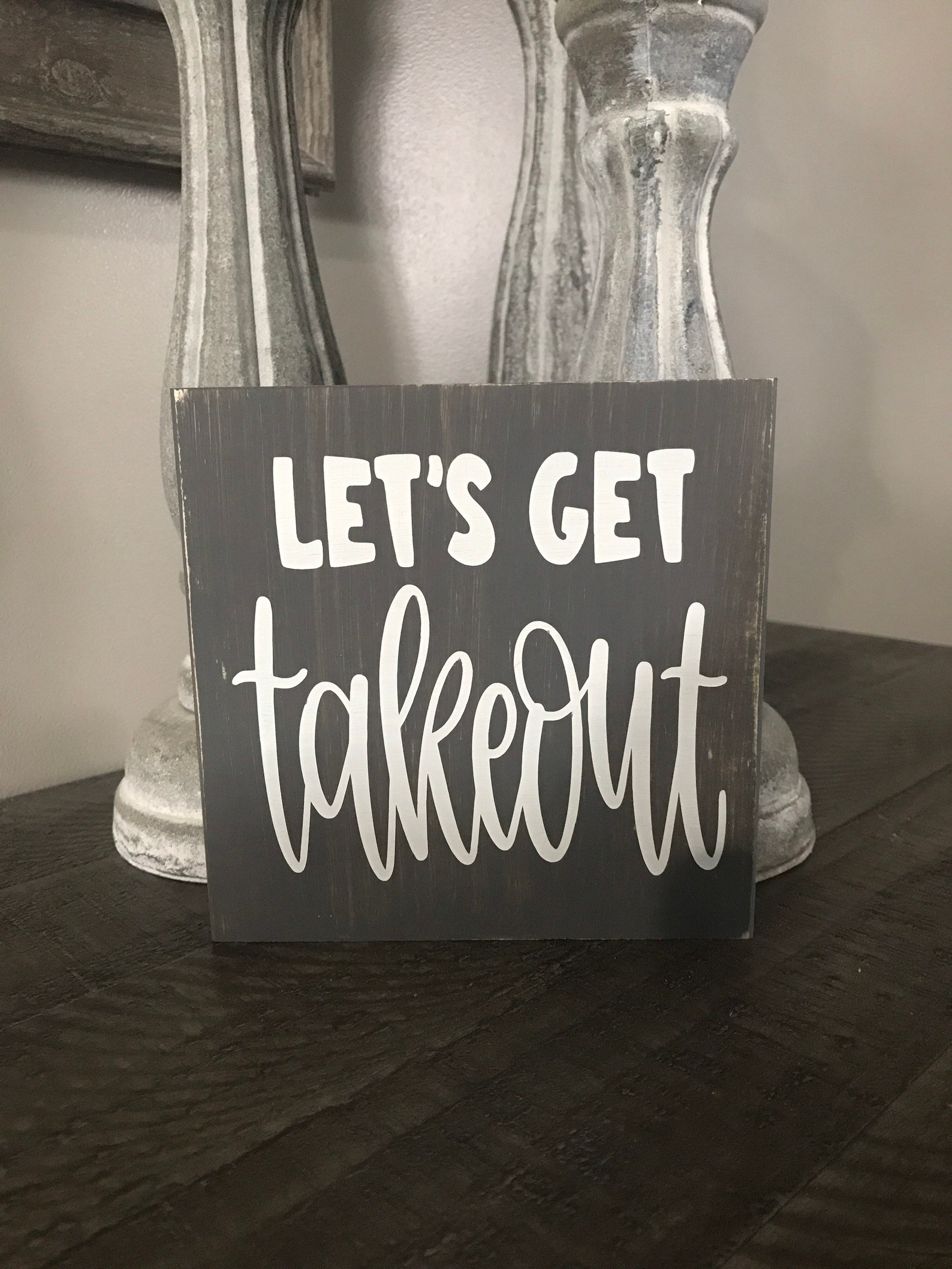 Lets Get Takeout Sign Humor Kitchen Kitchen Funny Block | Etsy