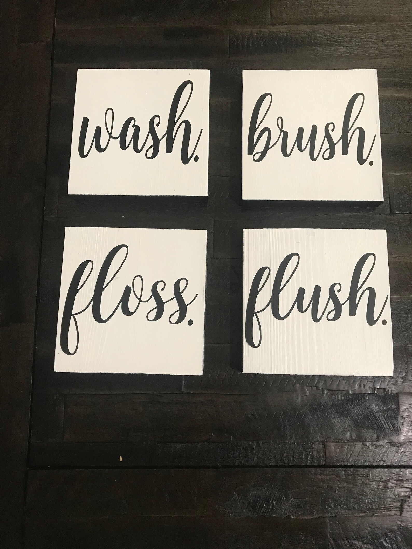 Wash Brush Floss Flush Sign Set Bathroom Sign Set Restroom | Etsy