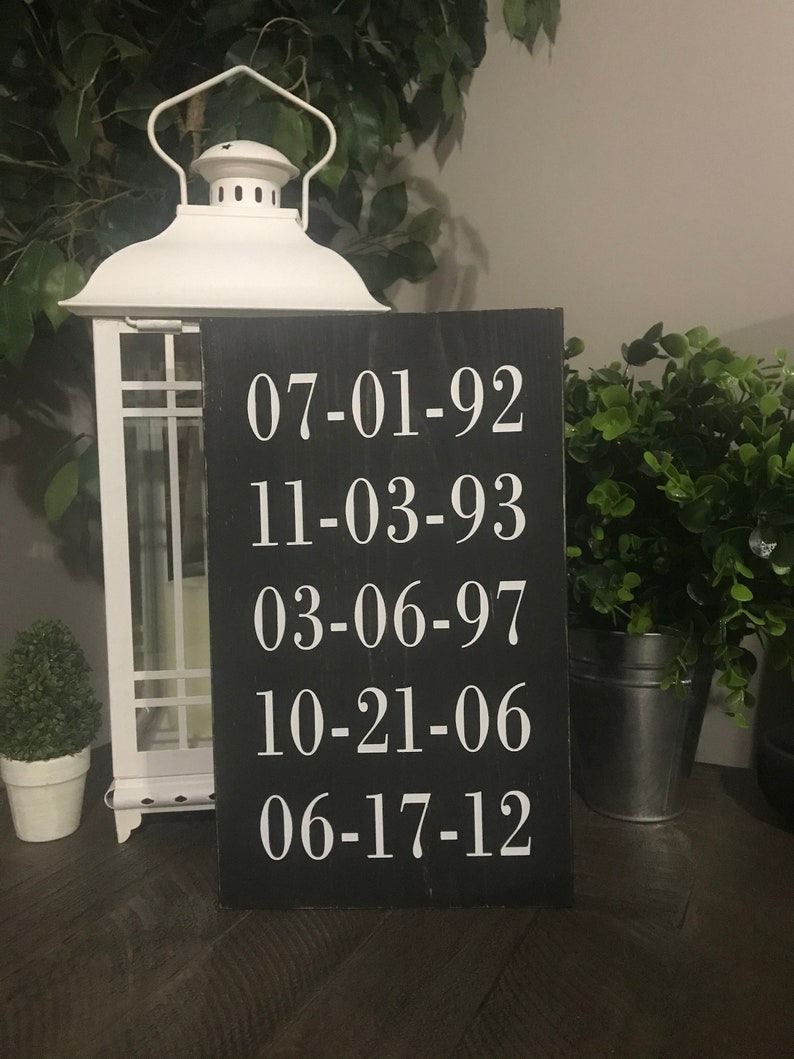 Birth Dates Sign, Birthday Sign, Anniversary Sign, Wood Sign ...